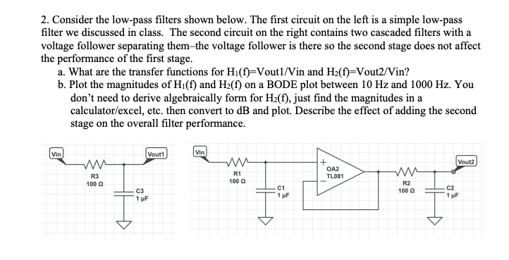Solved Consider the low-pass filters shown below. The first | Chegg.com