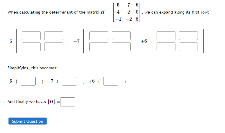 Solved When calculating the determinant of the matrix | Chegg.com