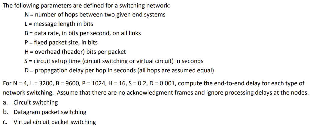 Solved The following parameters are defined for a switching | Chegg.com