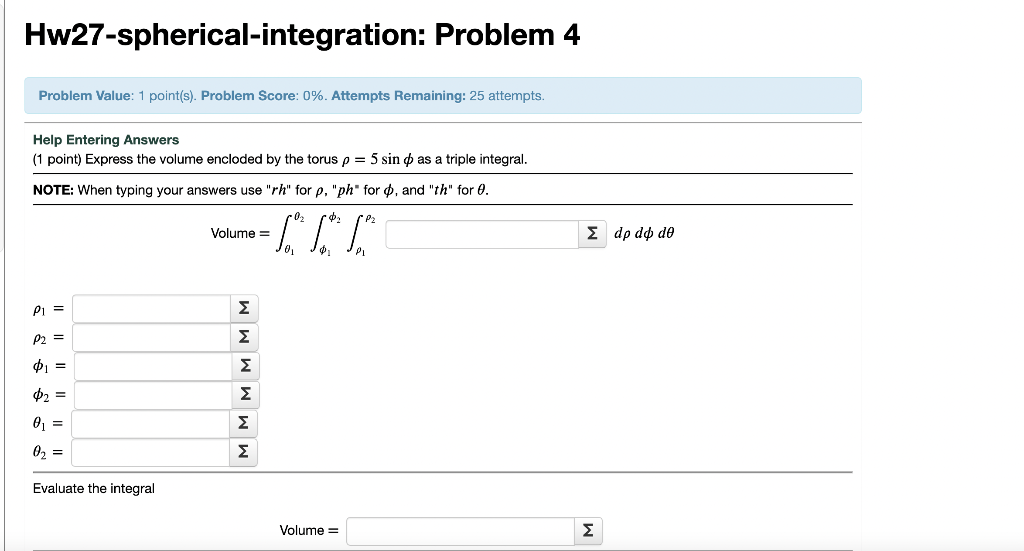 Solved Hw27-spherical-integration: Problem 3 Problem Value: | Chegg.com