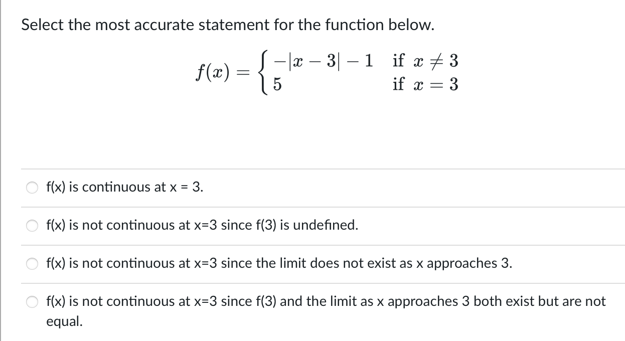 Solved Select the most accurate statement for the function | Chegg.com