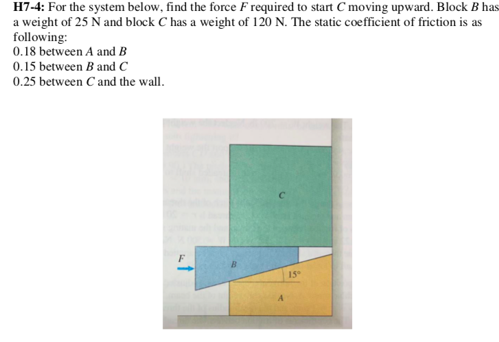 Solved H7-4: For the system below, find the force F required | Chegg.com