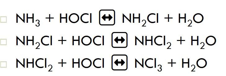 Solved NH3+HOCl↔NH2Cl+H2ONH2Cl+HOCl↔NHCl2+H2ONHCl2+HOCl↔NCl3 | Chegg.com