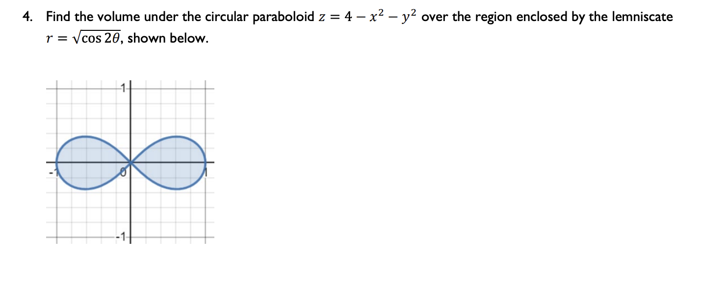 Solved Find the volume under the circular paraboloid | Chegg.com