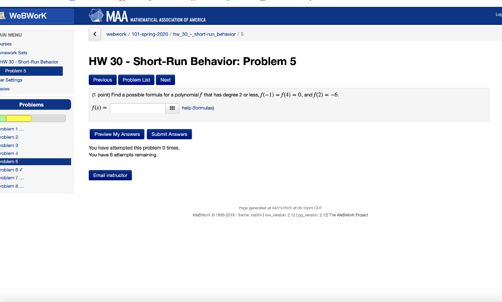 Solved WebWork M AA MATHEMATICAL ASSOCIATION OF AMERICA Loc | Chegg.com Solved WebWork M AA MATHEMATICAL ASSOCIATION OF AMERICA Loc | Chegg.com