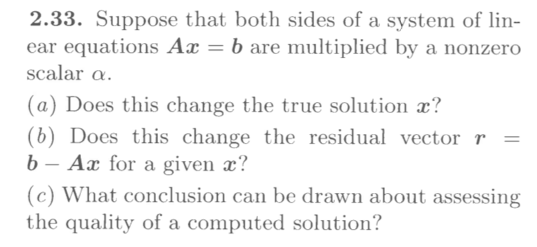 Solved 2.33. Suppose that both sides of a system of lin- ear | Chegg.com
