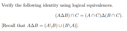 Solved Verify the following identity using logical | Chegg.com