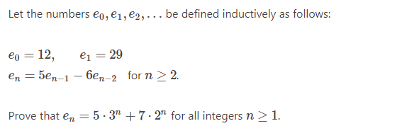 Solved Let the numbers e0,e1,e2,… be defined inductively as | Chegg.com