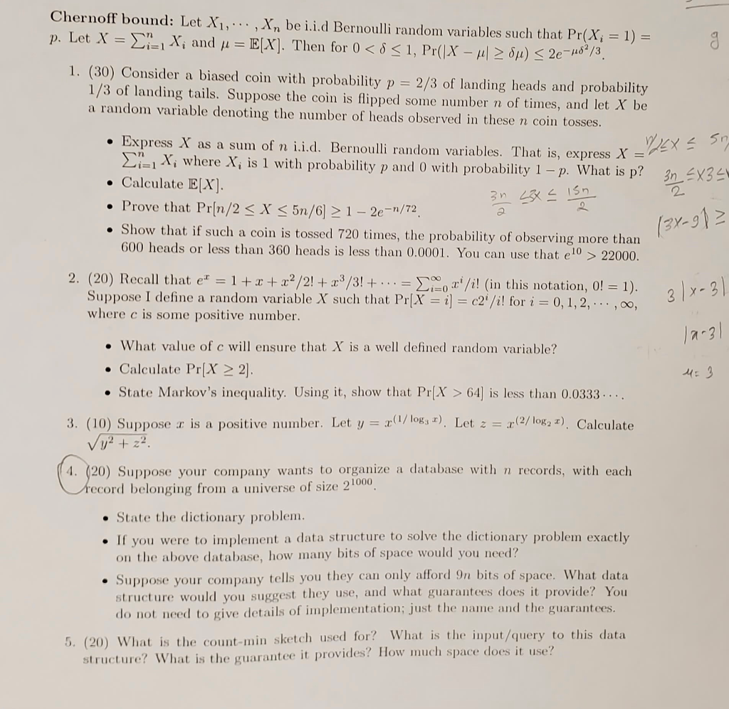 Chernoff bound: Let X1, ... , Xn be i.i.d Bernoulli | Chegg.com