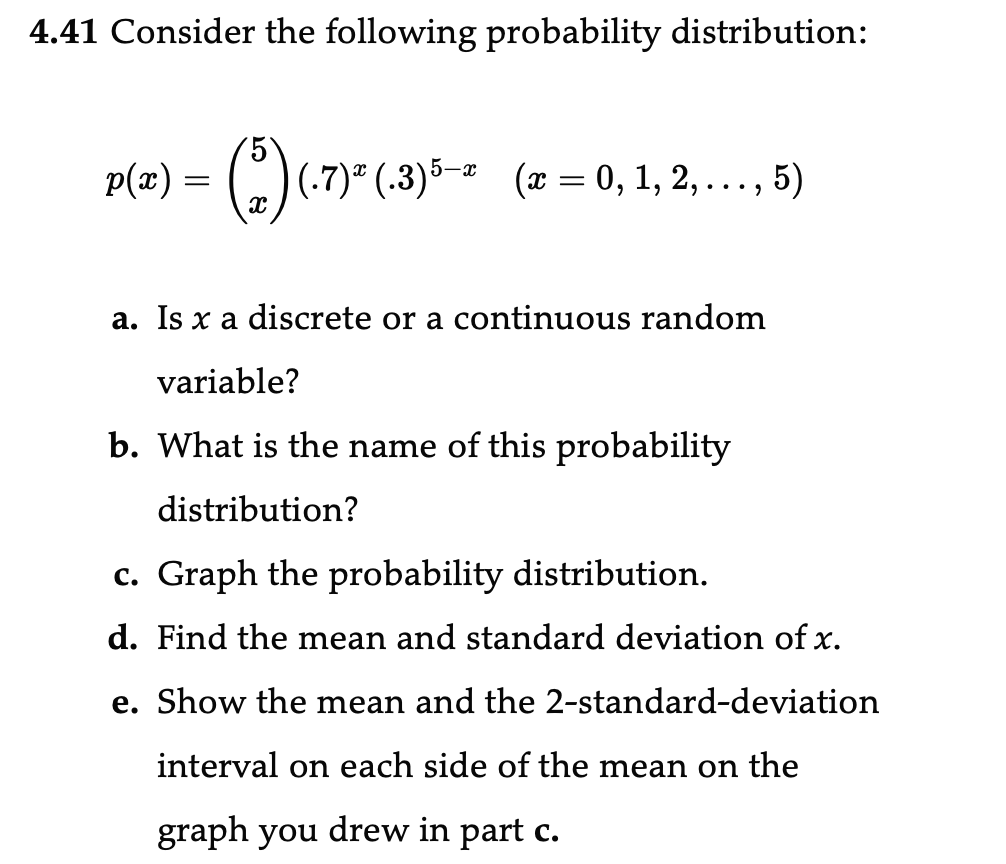 Solved 4.41 Consider the following probability distribution: | Chegg.com