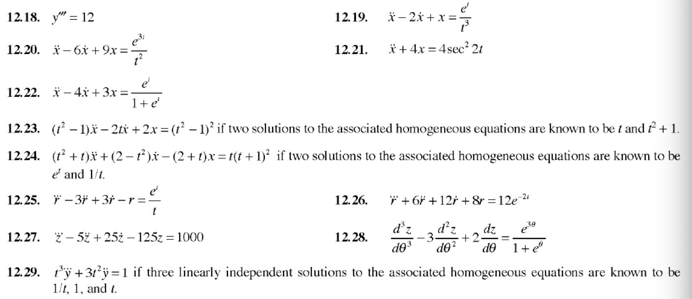 Solved 12.18. y = 12 12.19. Ý – 2i+1= 12.21. *+ 4x = 4sec? | Chegg.com