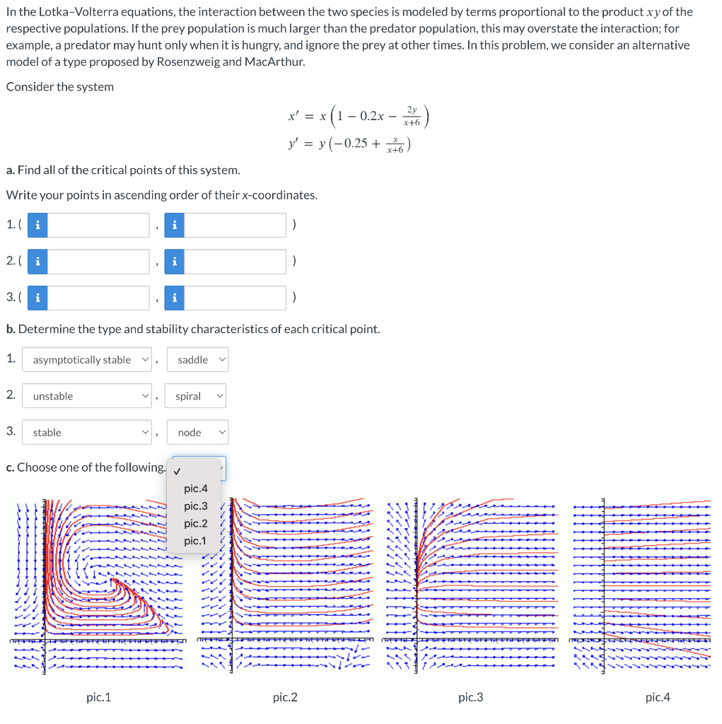 Solved In the Lotka-Volterra equations, the interaction | Chegg.com