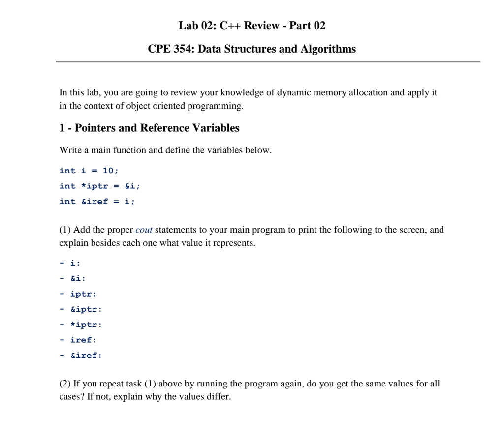 Solved In this lab, you are going to review your knowledge | Chegg.com