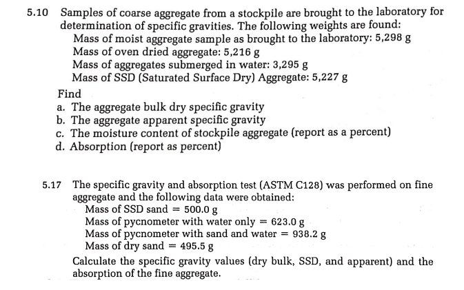 Solved .10 Samples of coarse aggregate from a stockpile are | Chegg.com