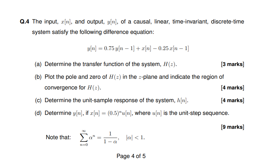 Solved 2.4 The input, x[n], and output, y[n], of a causal, | Chegg.com