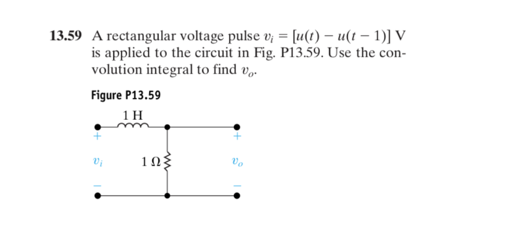 Solved 13.59 A rectangular voltage pulse vi=[u(t)−u(t−1)]V | Chegg.com
