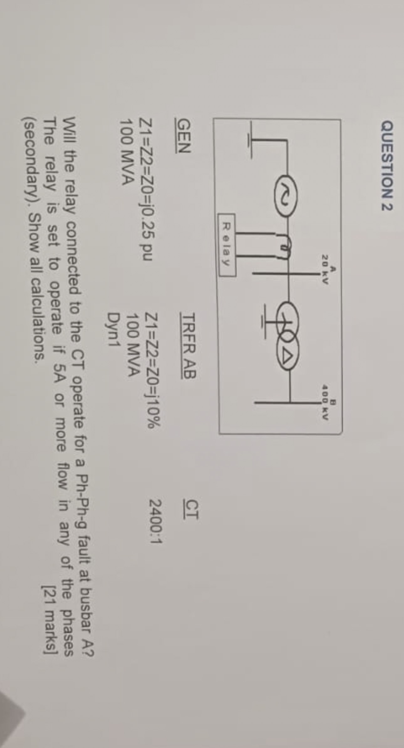 Solved QUESTION 2Will the relay connected to the CT operate | Chegg.com