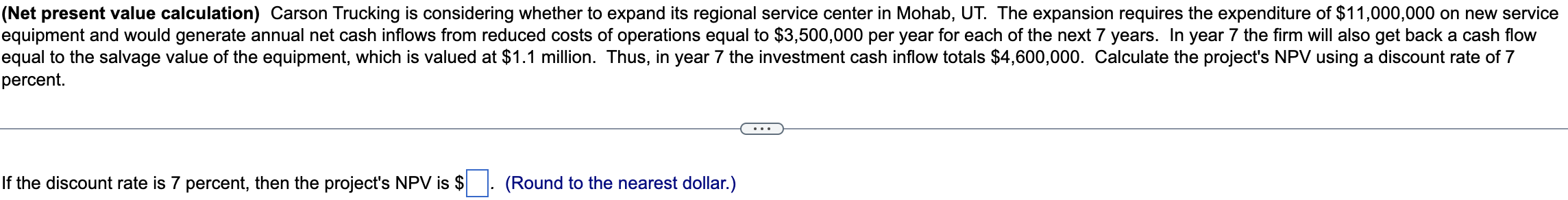 Solved percent. If the discount rate is 7 percent, then the | Chegg.com