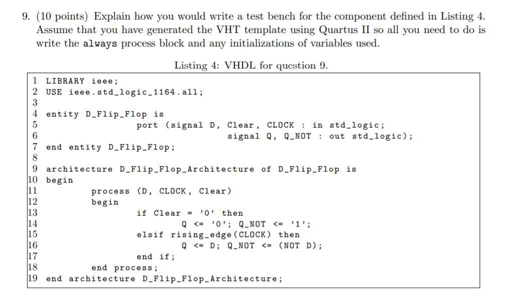 Solved 9. (10 points) Explain how you would write a test | Chegg.com