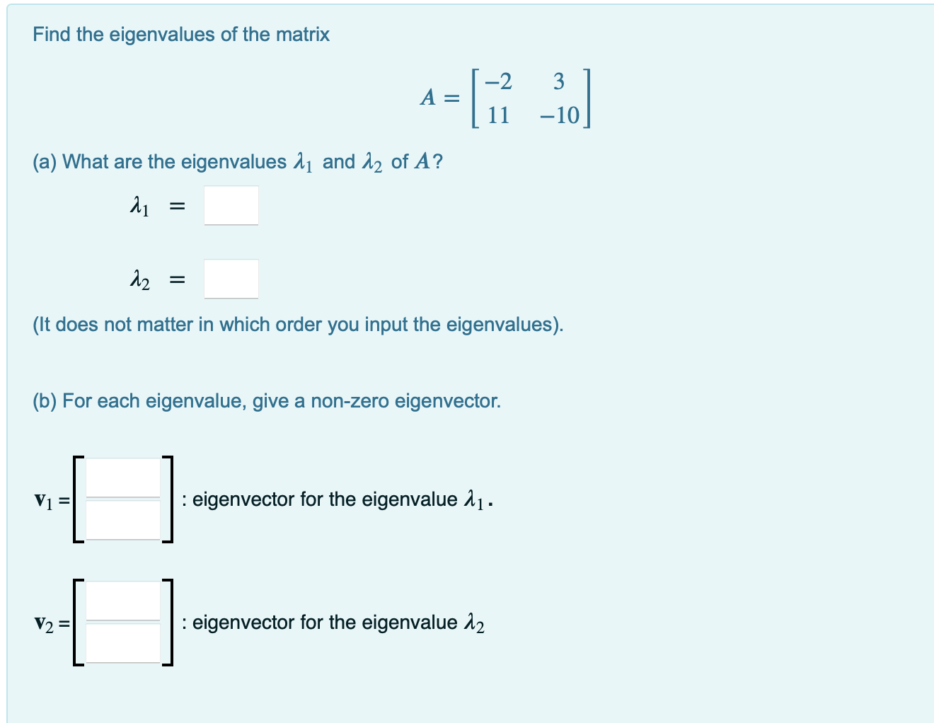 Solved Find the eigenvalues of the matrix 1- CH -- -10 (a) | Chegg.com