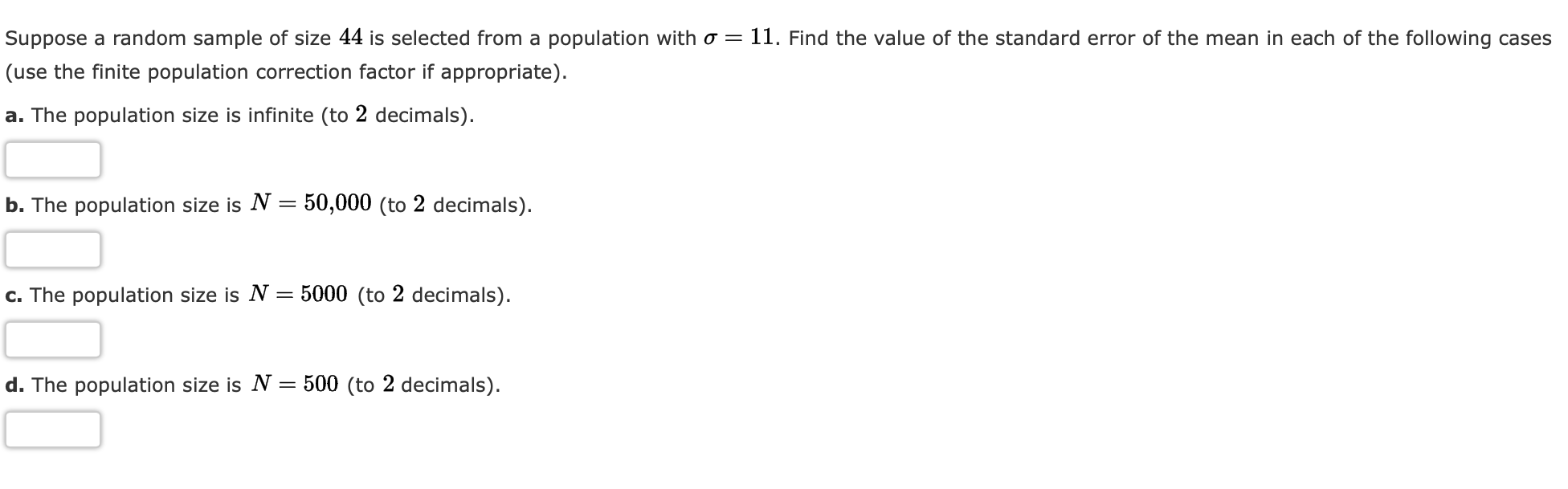 Solved Suppose a random sample of size 44 is selected from a | Chegg.com