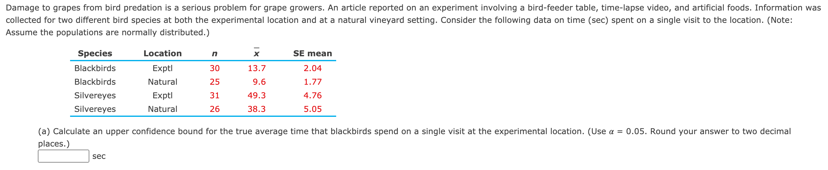 Solved Damage to grapes from bird predation is a serious | Chegg.com