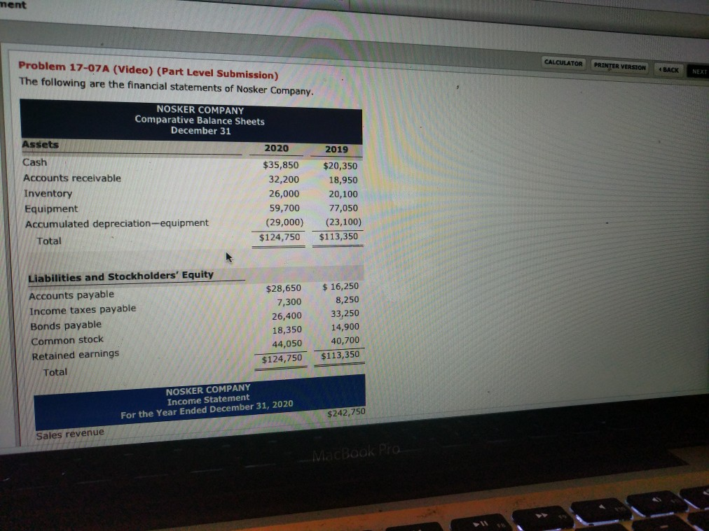 Solved ment CALCULATOR Problem 17-07A (Video) (Part Level | Chegg.com