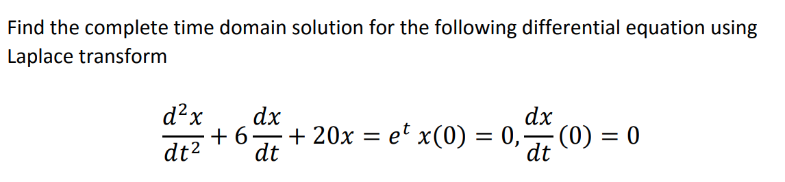 Solved Find the complete time domain solution for the | Chegg.com