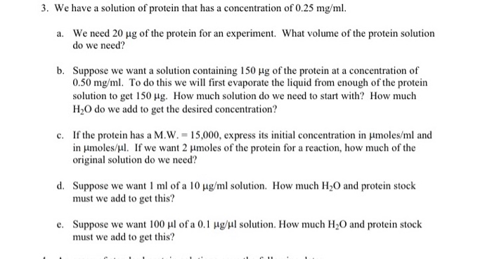 Solved 3. We have a solution of protein that has a | Chegg.com