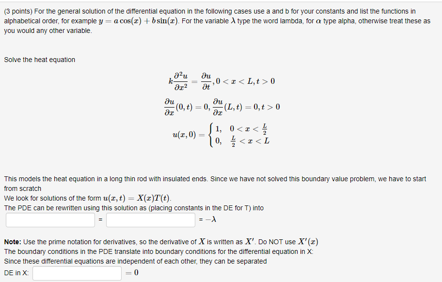 Solved (3 points) For the general solution of the | Chegg.com