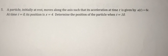 Solved 5. A particle, initially at rest, moves along the | Chegg.com