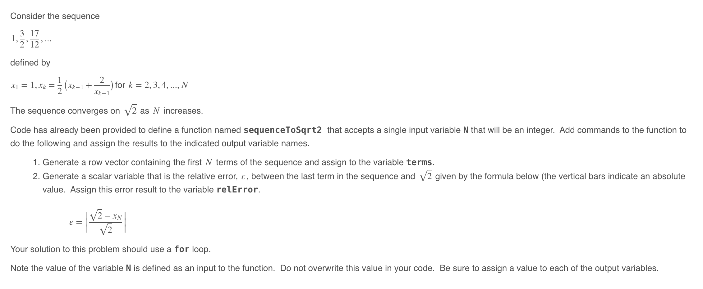 Solved ON MATLAB. Consider the sequence1,32,1712,dotsdefined | Chegg.com