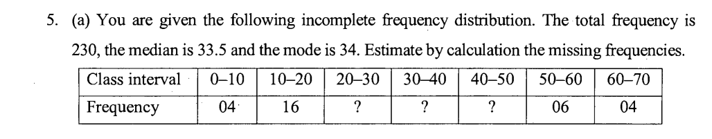 Solved 5. (a) You are given the following incomplete | Chegg.com