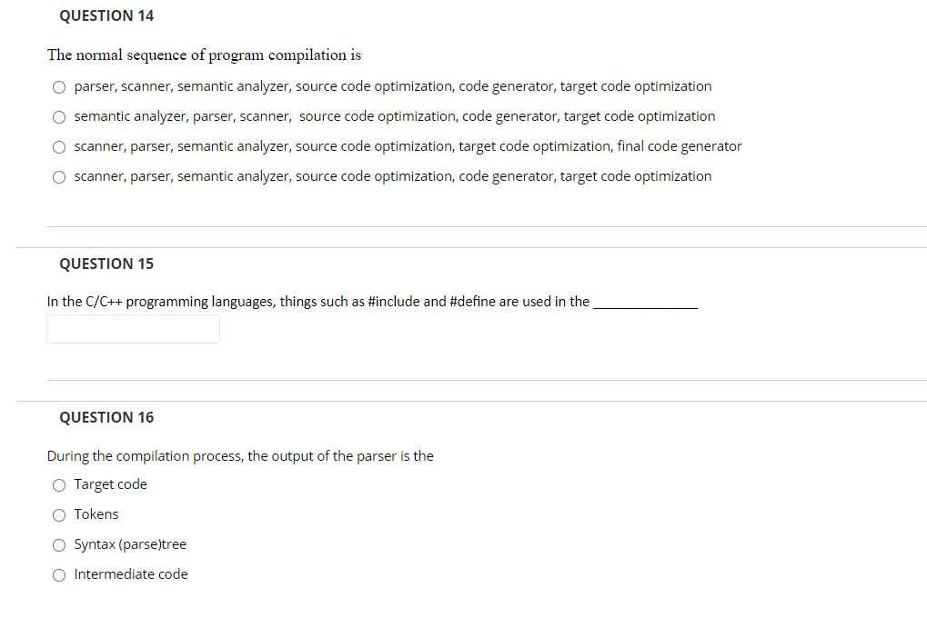 Solved QUESTION 14 The normal sequence of program | Chegg.com