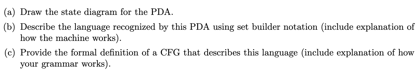 Solved (15 points) Consider the PDA: Q = {q0, ql, q2,93,94} | Chegg.com