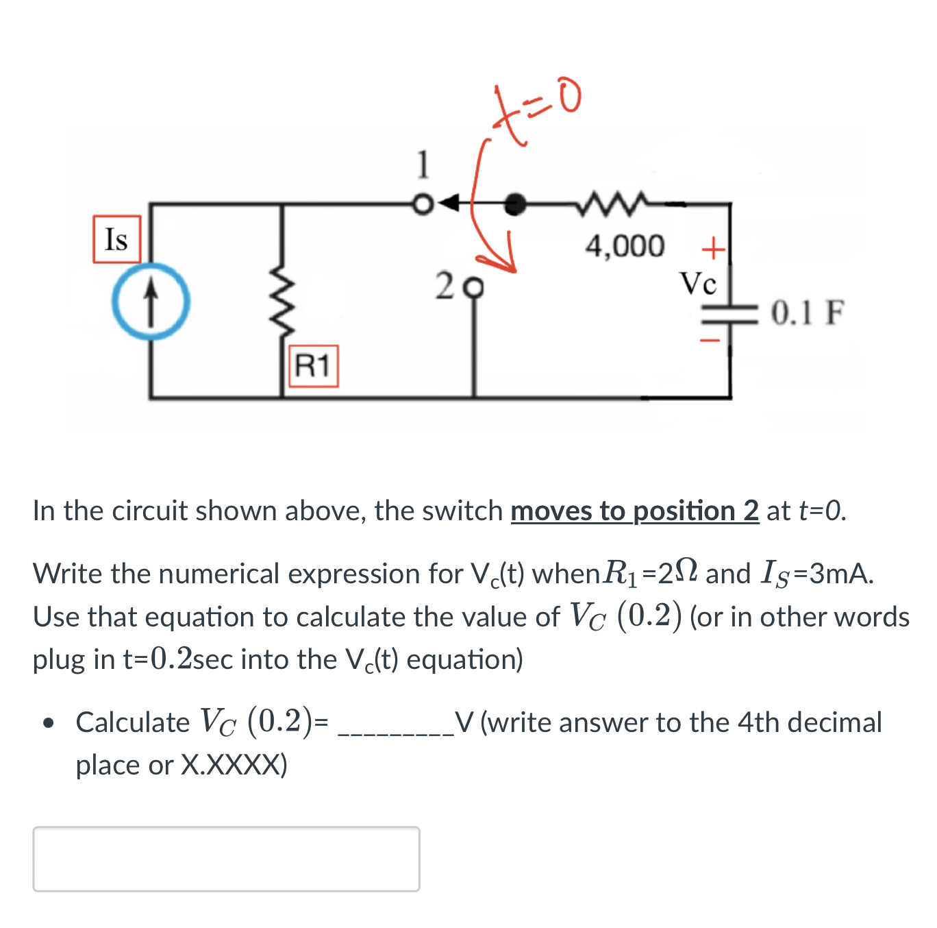 Solved In the circuit shown above, the switch moves to | Chegg.com