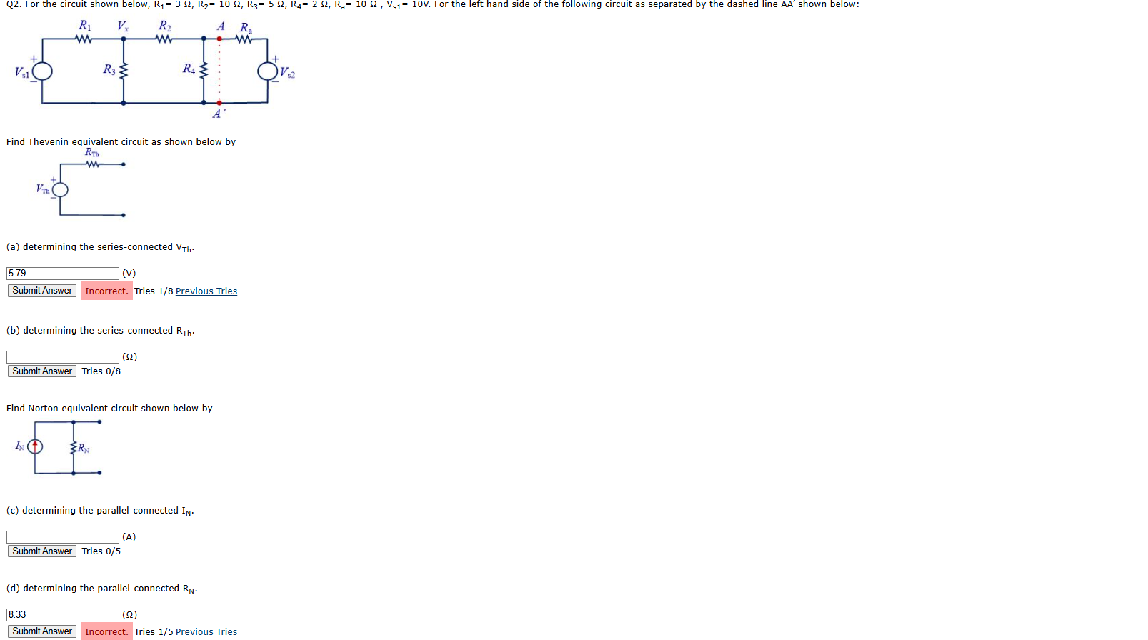 Q2. ﻿For the circuit shown below, | Chegg.com