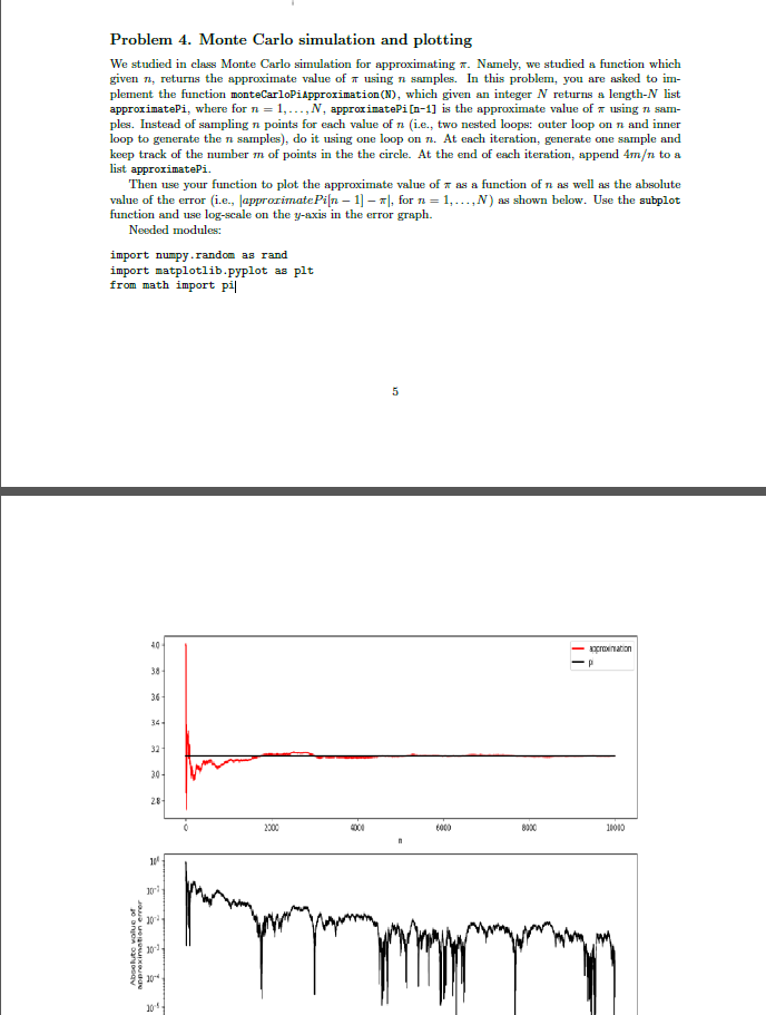Problem 4. Monte Carlo simulation and plotting We | Chegg.com