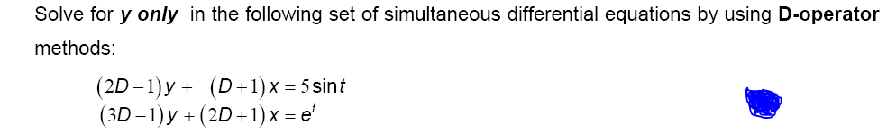 Solved Solve for y only in the following set of simultaneous | Chegg.com
