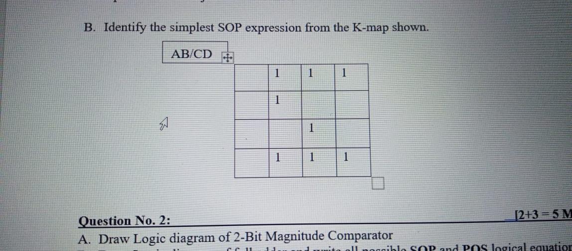 Solved B. Identify the simplest SOP expression from the | Chegg.com