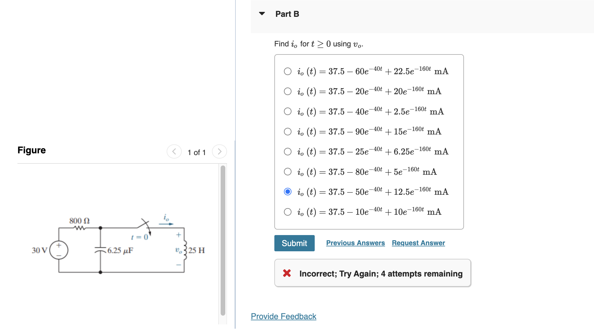 Solved Find io for t≥0 using vo. | Chegg.com