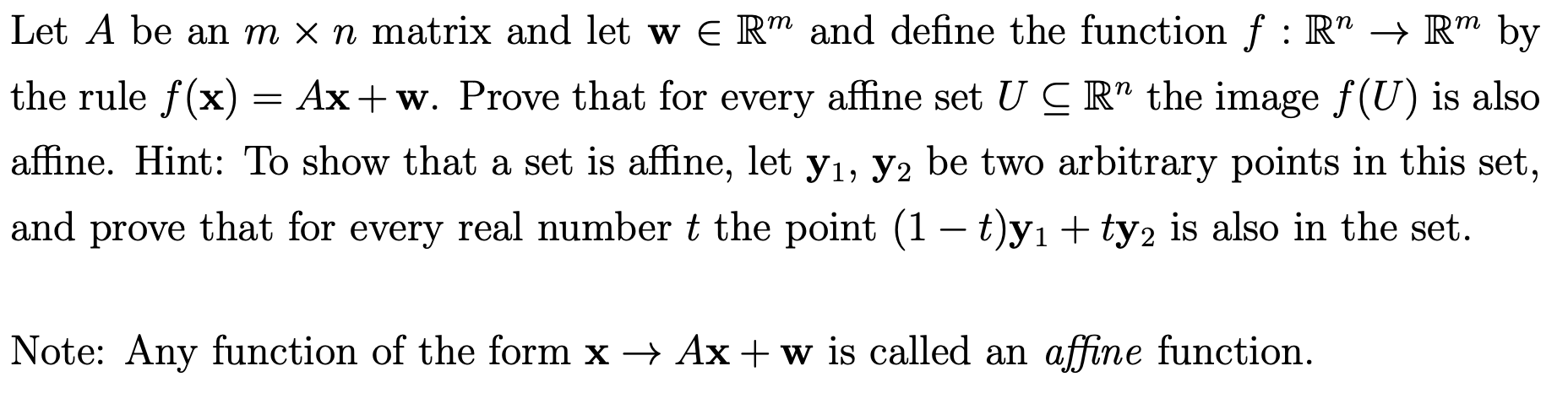 Solved Let A be an m×n matrix and let w∈Rm and define the | Chegg.com