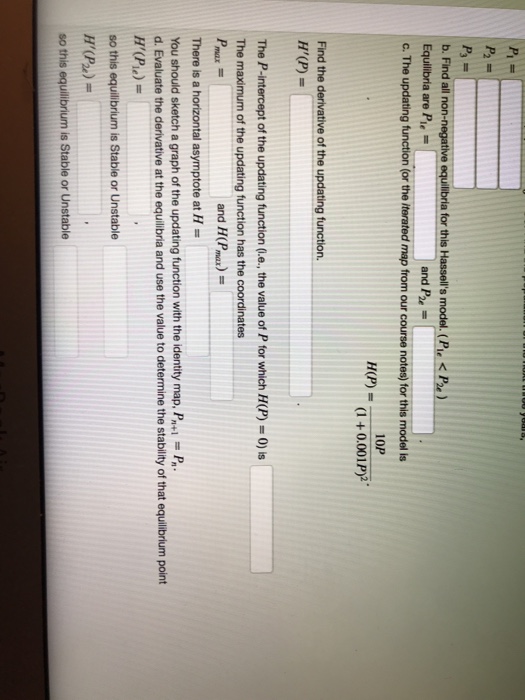 Solved Assignment 10: Problem 30 (1 point) Hassell's model | Chegg.com