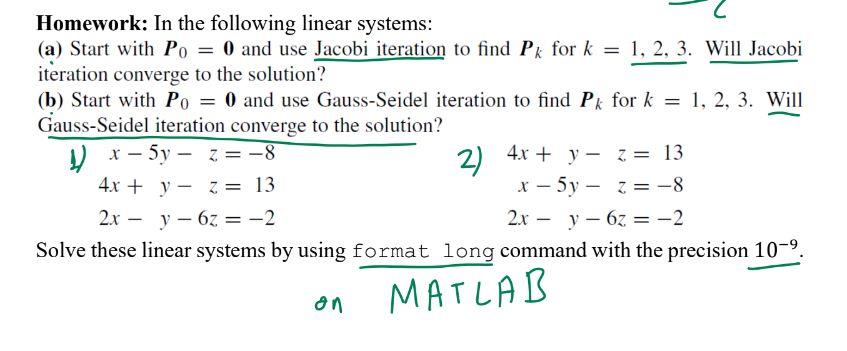 Solved Homework: In the following linear systems: (a) Start | Chegg.com