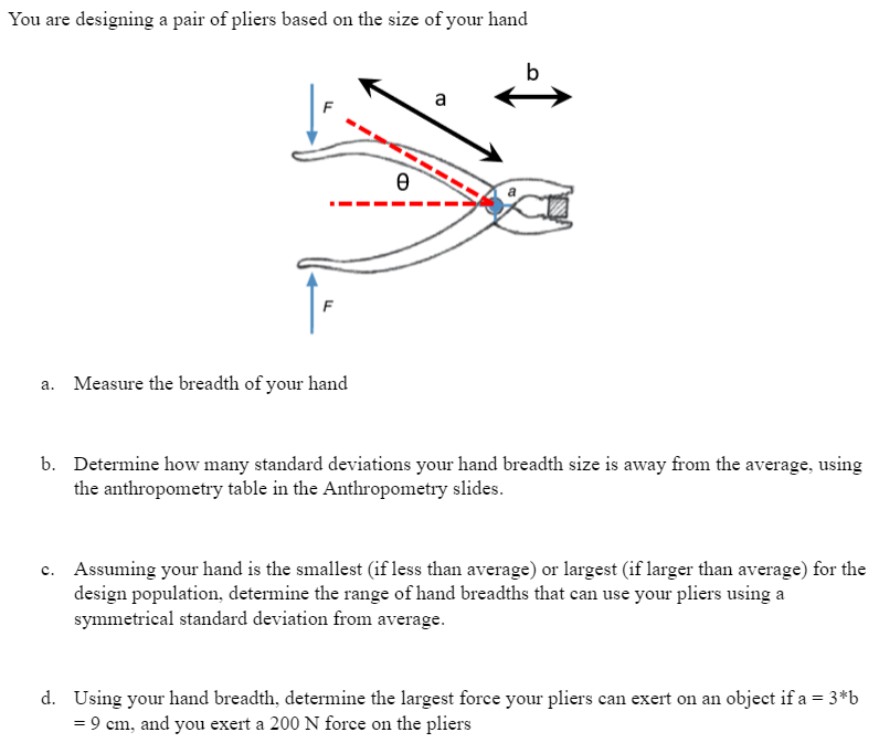 Solved You are designing a pair of pliers based on the size | Chegg.com