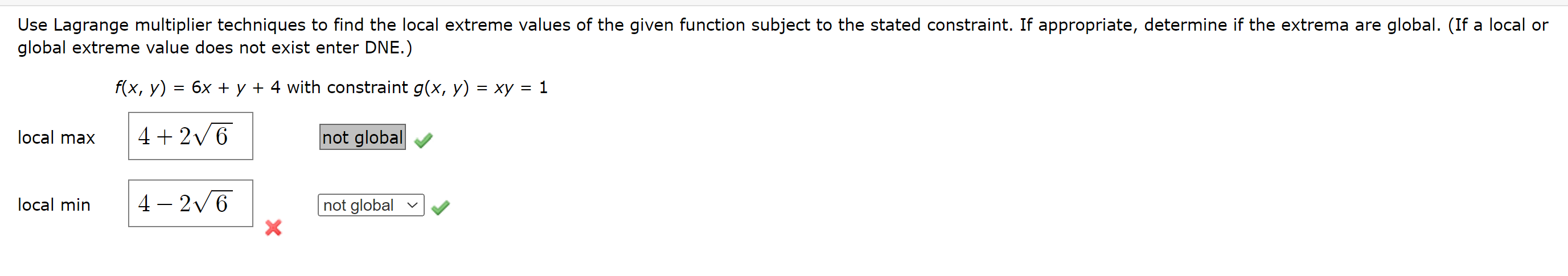 Use Lagrange multiplier techniques to find the local | Chegg.com