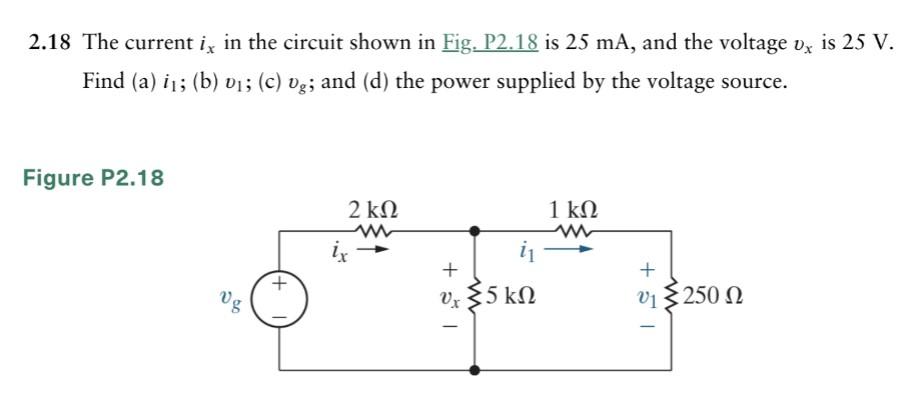 Solved 2.18 The current ix in the circuit shown in Fig. | Chegg.com