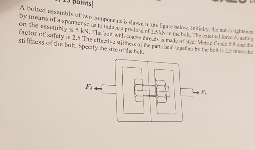 Solved A bolted assembly of two components is shown in the | Chegg.com