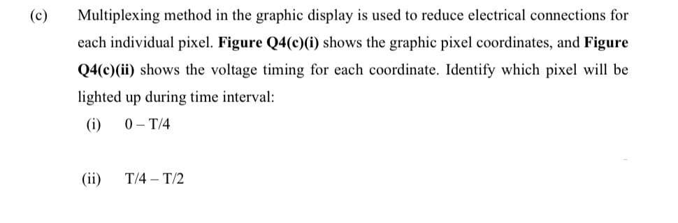 Multiplexing method in the graphic display is used to | Chegg.com