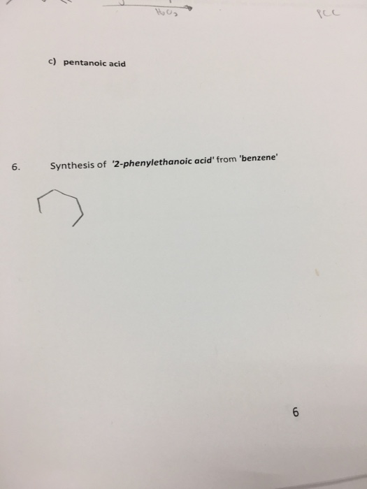 Solved c) pentanoic acid Synthesis of '2-phenylethanoic | Chegg.com